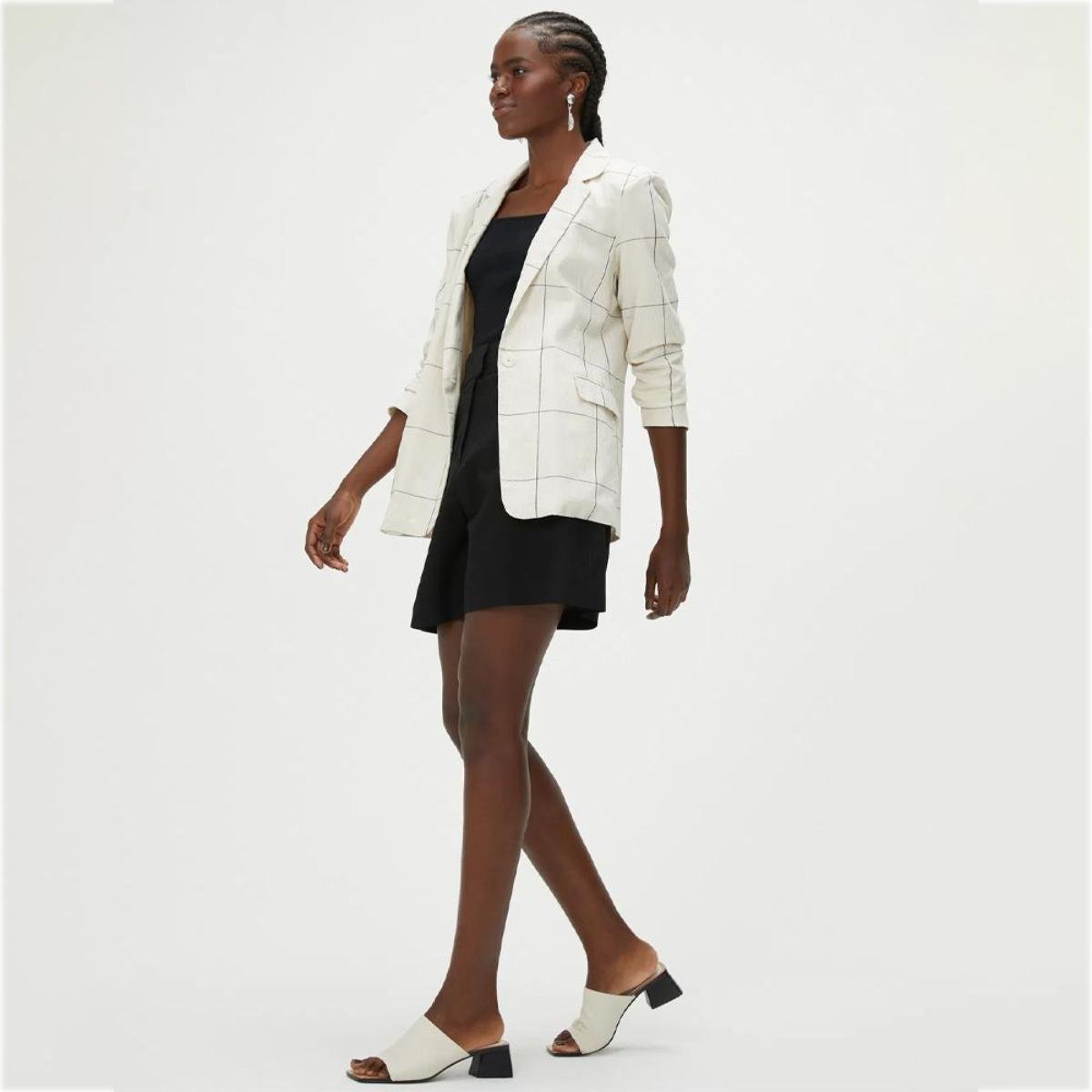 Blazer Grid Linho Algodão Shoulder | Krause