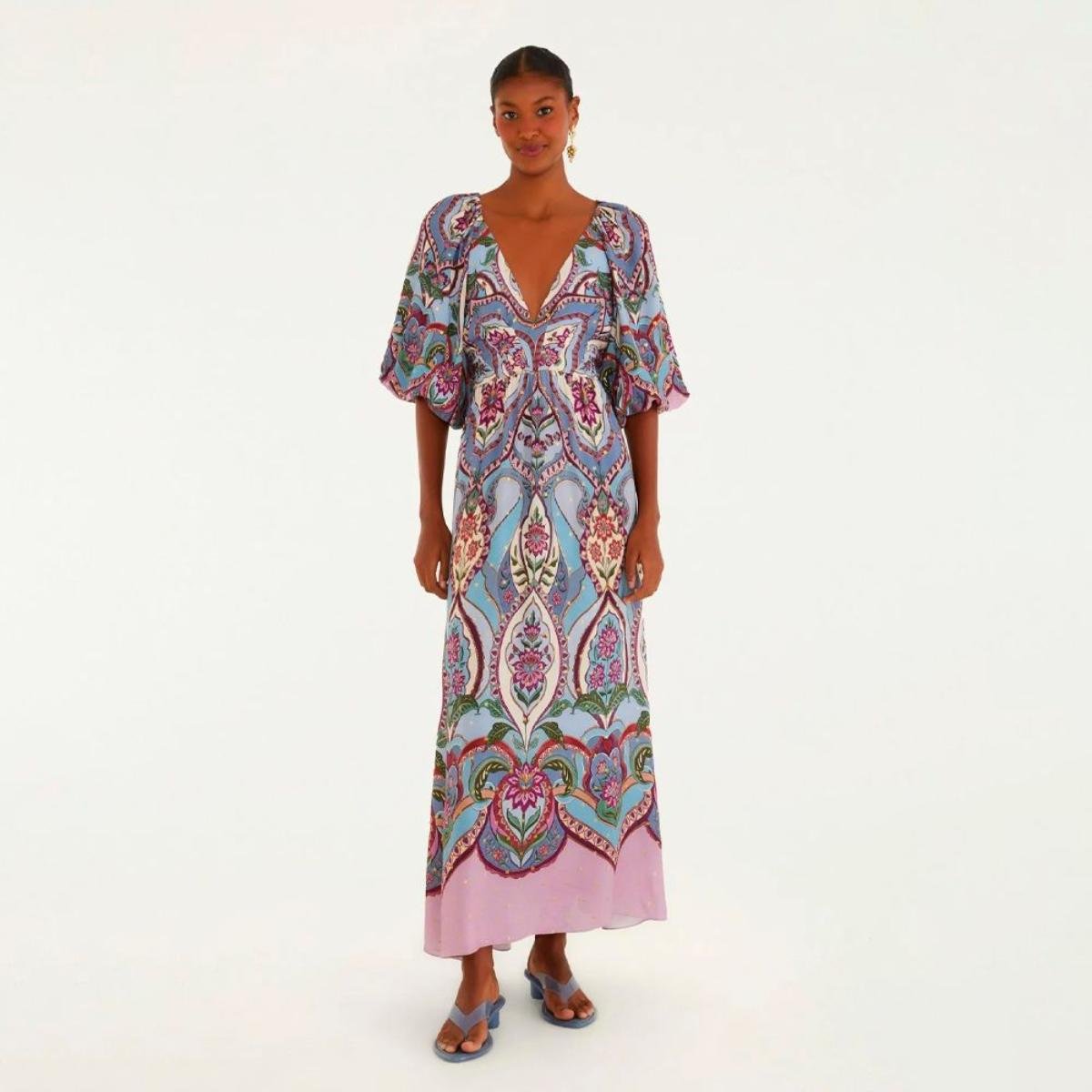 Vestido Longo Estampado Nirvana Farm | Lojas Krause
