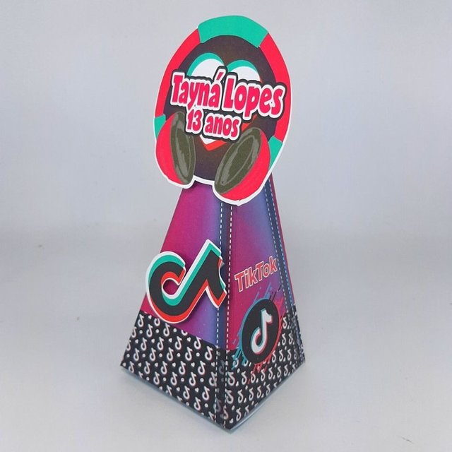 Kit de Caixinhas Personalizadas no tema Tik tok Azul e Preto (5 modelos ...
