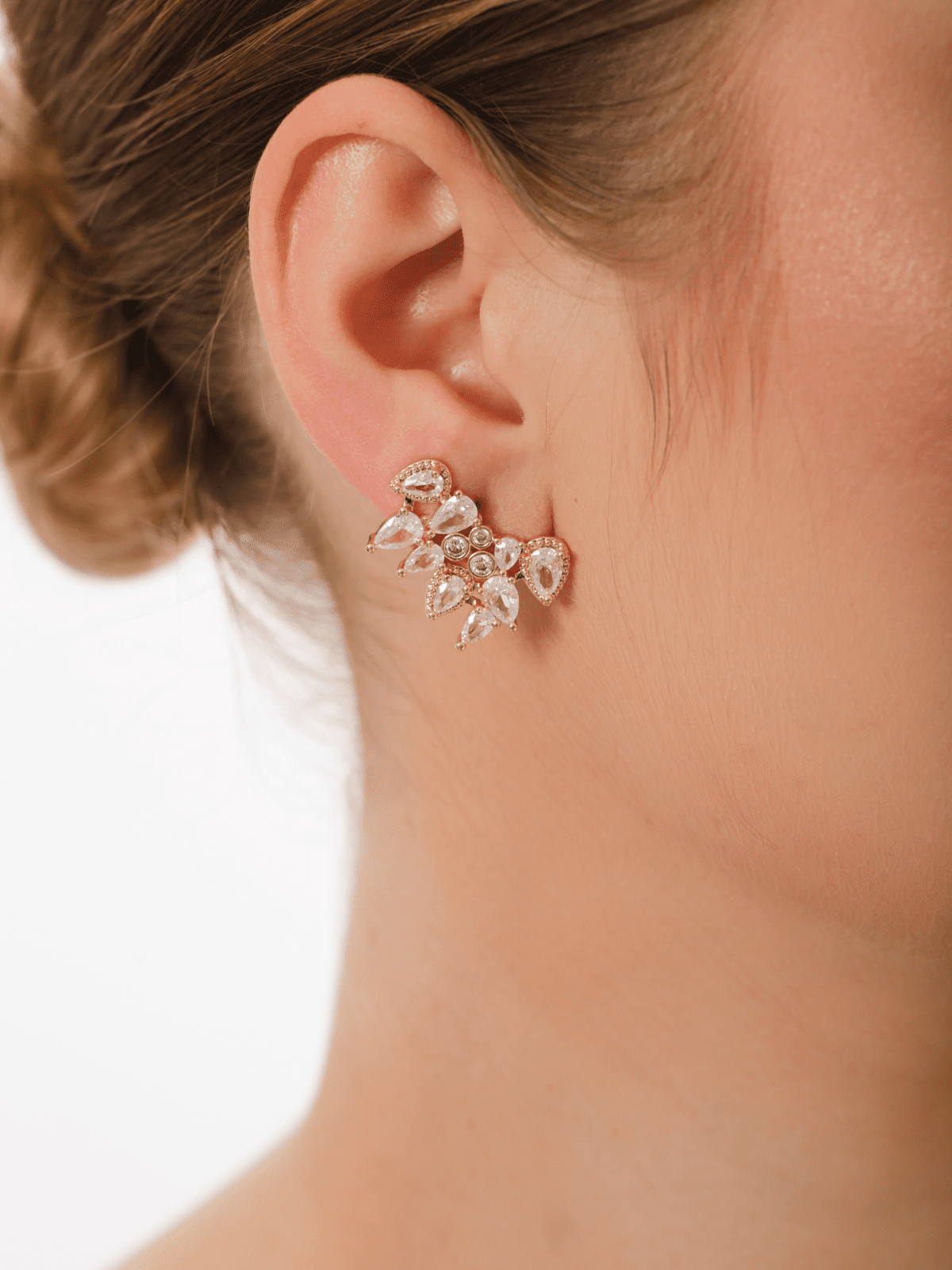 Brinco Ear Cuff Zircônias em Gotas Ouro 18k | Francisca Joias