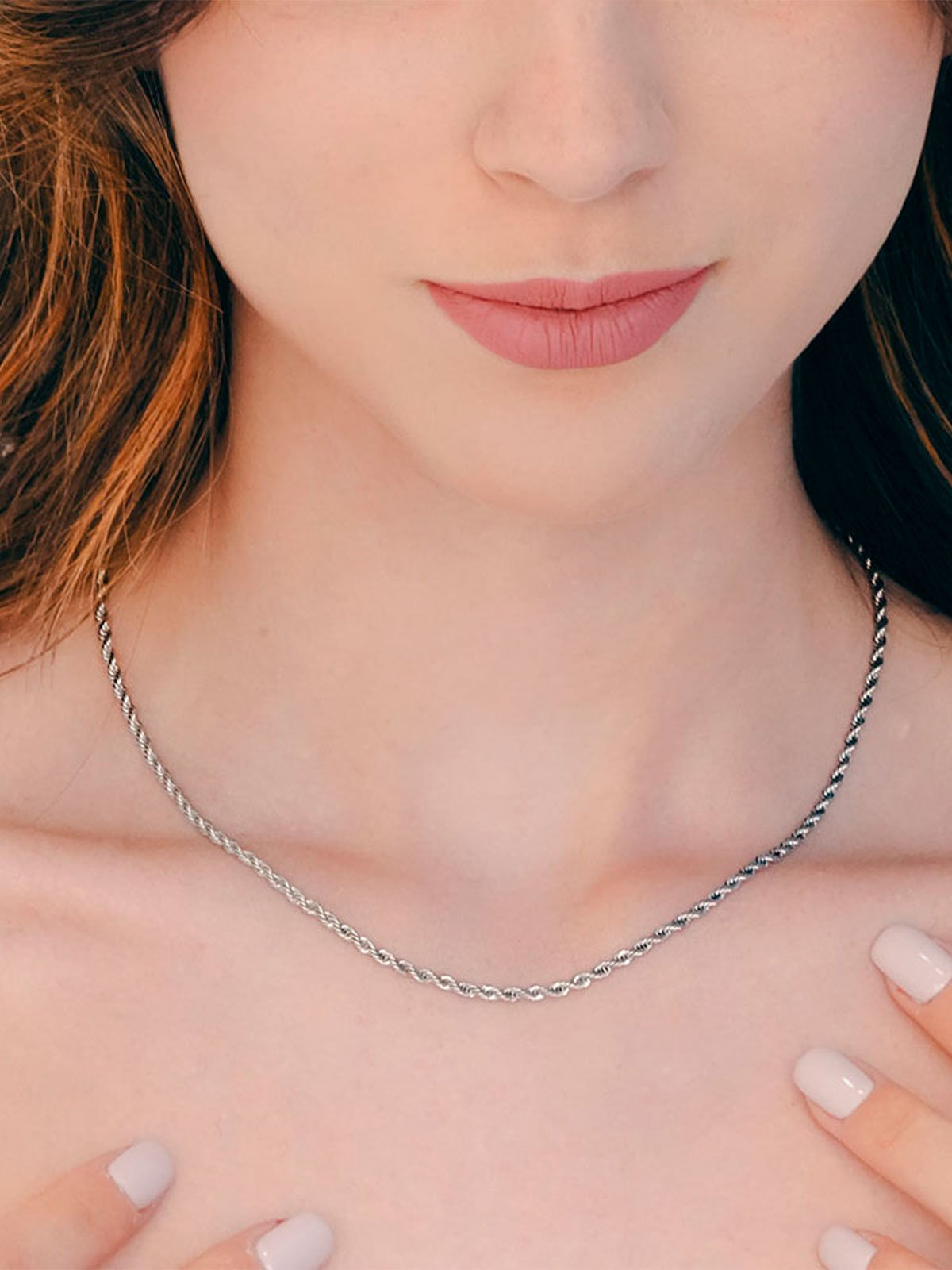 Colar Cordão Baiano folheado em Ródio Branco | Francisca Joias