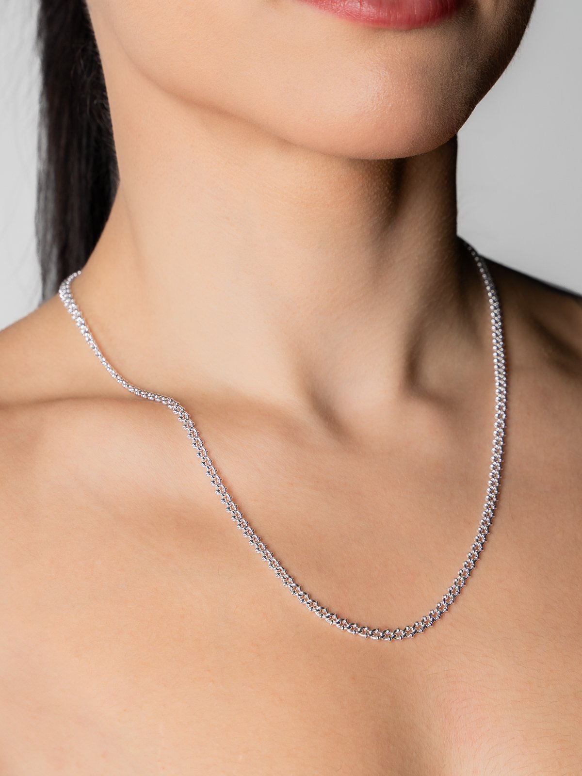 Colar Mini Elo Português Folheado em Ródio Branco | Francisca Joias