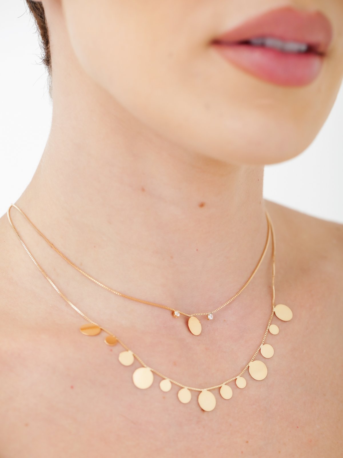 Mix de Colares com Medalha e Pontos de Luz | Francisca Joias