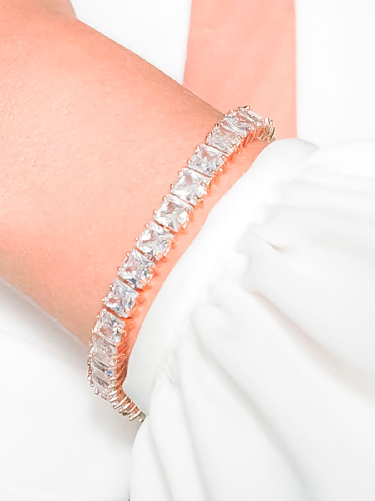 Pulseira Riviera com Zircônias Quadradas folheado em ouro 18k ...