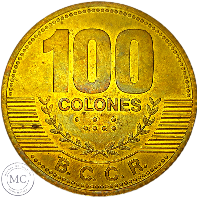 Moeda Costa Rica 100 colones 2007 | Moedas de Coleção