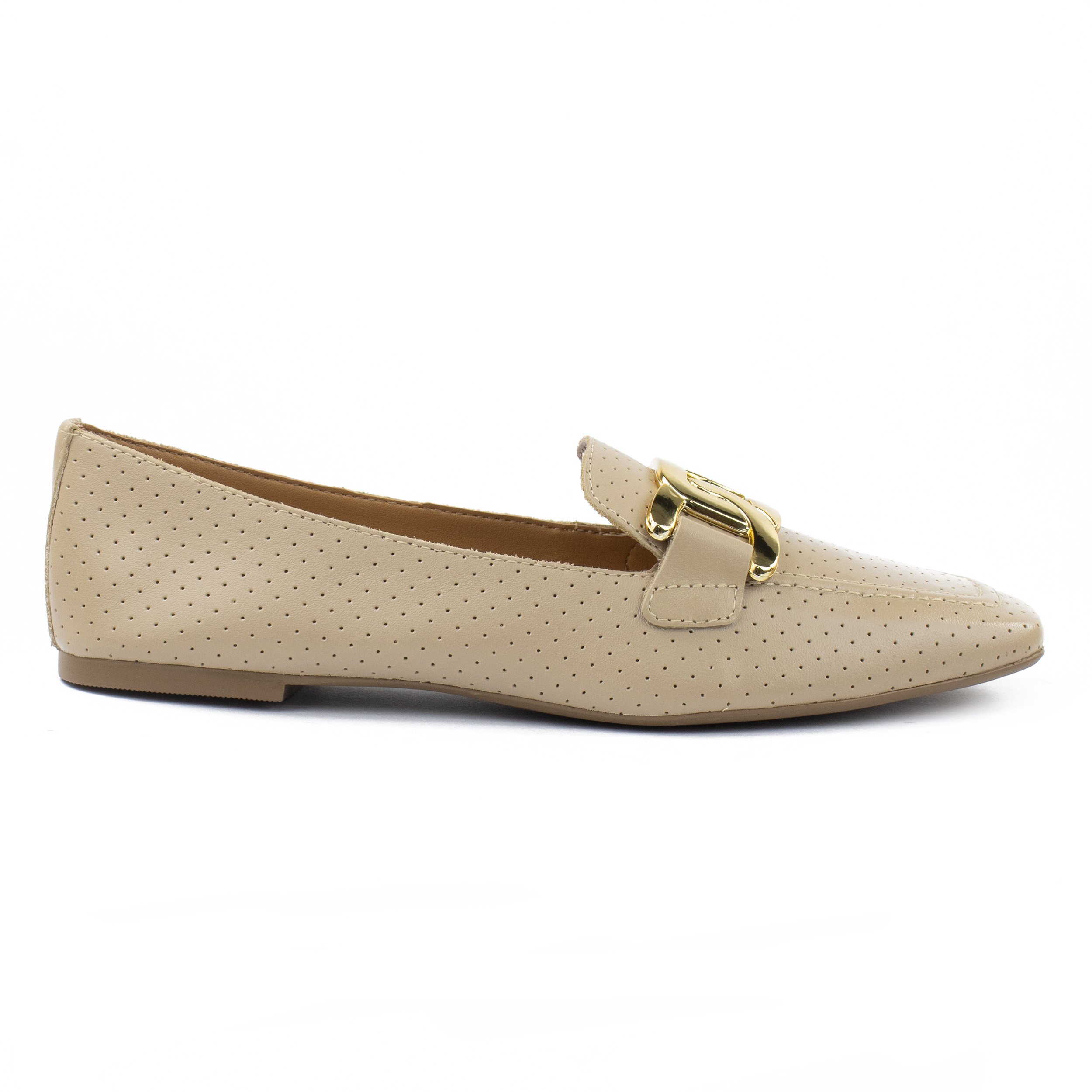 Sapatilha Multiponto Bege em Couro com Bico Quadrado | Giulia Domna ...