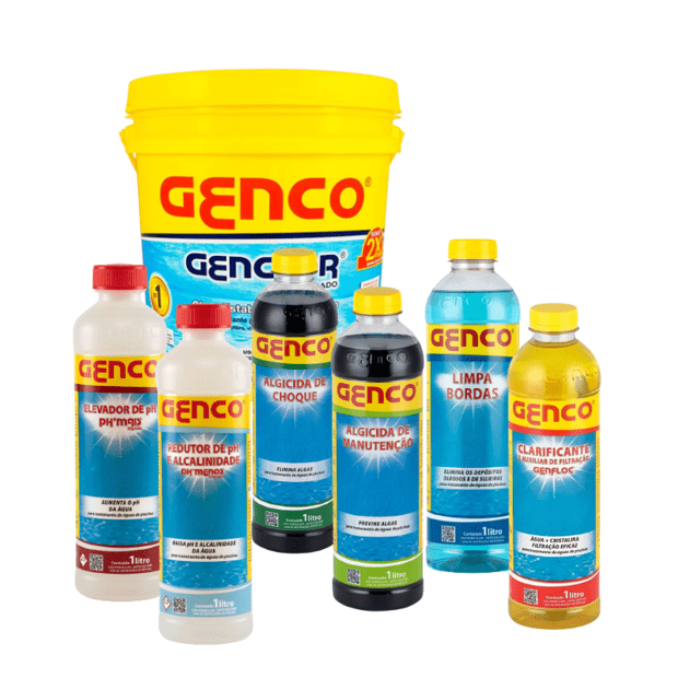 KIT GENCO - LIMPEZA E TRATAMENTO COMPLETO COM CLORO GENCLOR 10 KG | Acqualeste Piscinas