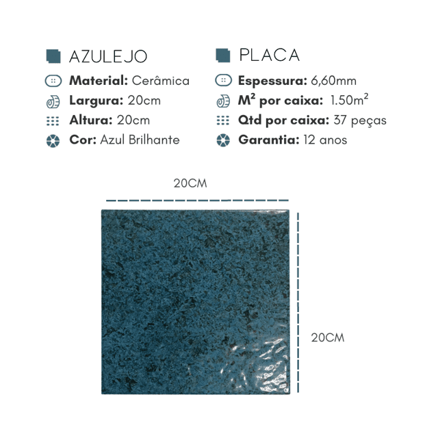 AZULEJO 1M² AZUL SAMOA BRIGHT 20X20 CÓD:4470 - STRUFALDI | Acqualeste ...