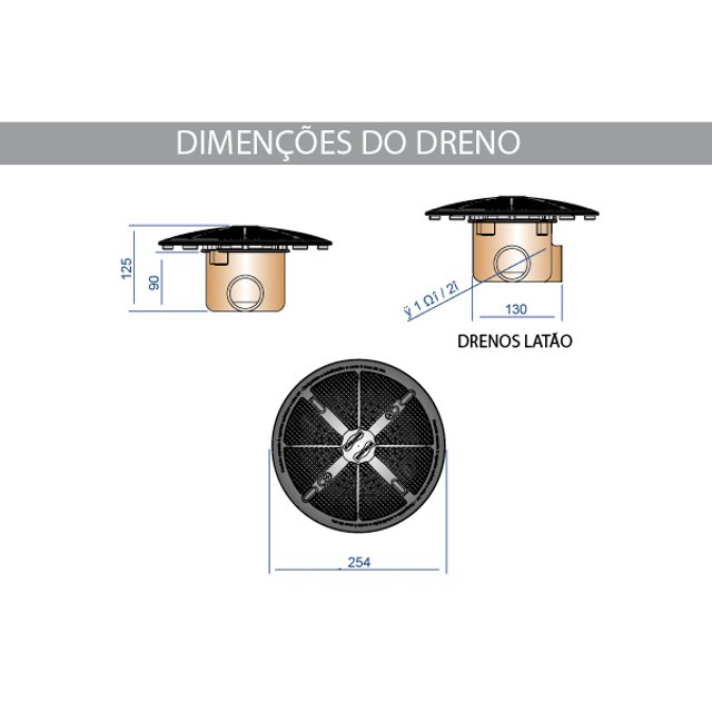 DRENO DE FUNDO ANTI-TURBILHÃO 2" - BASE LATÃO C/ TAMPA FSB PRATA ...