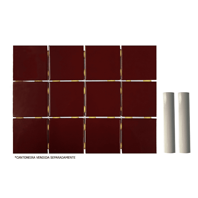 AZULEJO 1M² VINHO GUINDO 10X10 CÓD:1110 STRUFALDI | Acqualeste Piscinas