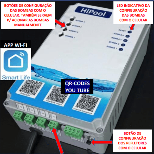 CAIXA DE COMANDO SMART PLUS 20A PARA 4 MOTOBOMBAS - HIPOOL | Acqualeste Piscinas