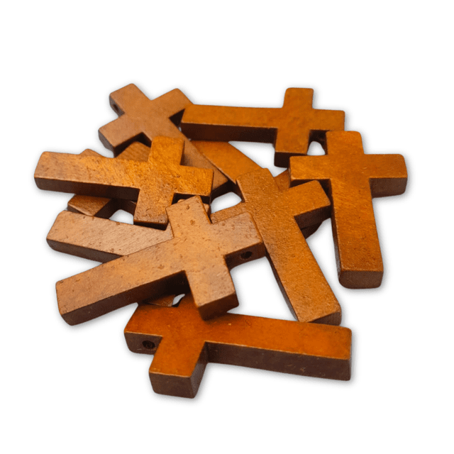 Cruz passante marrom em madeira 25x40mm - Pacotinho 10un. | Materiais ...