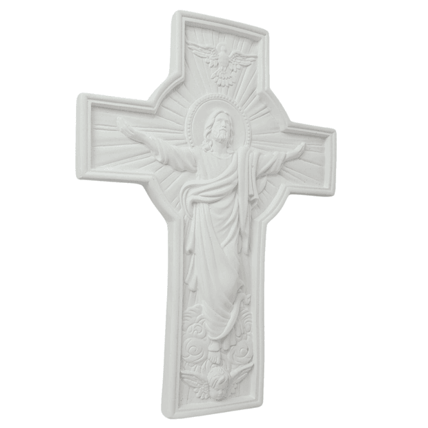 Cristo Ressuscitado na Cruz 34,5cm - Gesso Cru | Materiais para ...