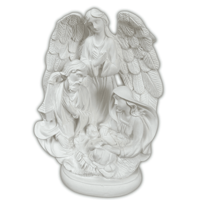 Sagrada Família com Anjo Divino 24cm - Gesso Cru | Materiais para ...