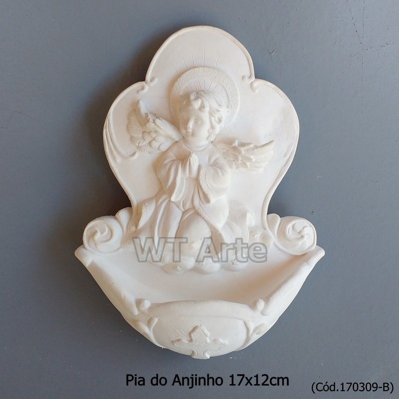 Pia Anjinho 17x12cm Gesso Cru Materiais Para Artesanato Peças De