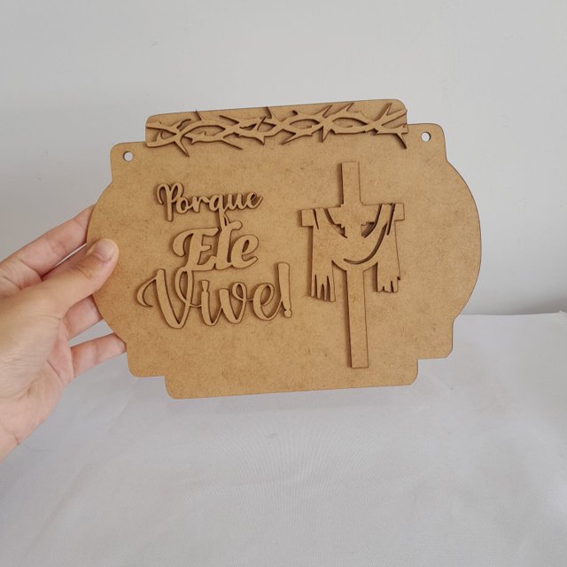 Placa Porque Ele Vive em MDF - 17x23cm | Materiais para Artesanato ...