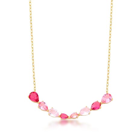 Colar com pingentes curvos de pedra rosa 3 tons | Allenza Semijoias