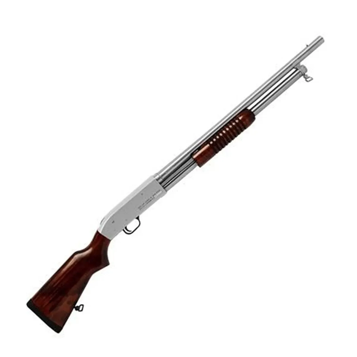 Espingarda Boito PUMP Calibre 12 Toda Niquelada Coronha em Madeira 7+1 ...