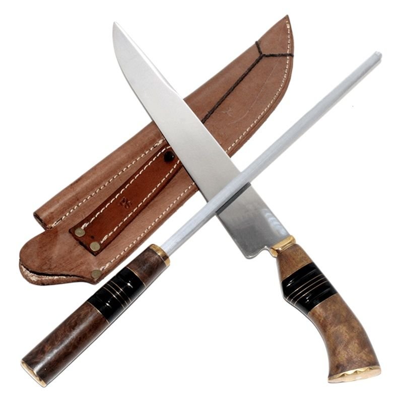 Conjunto SG Faca 10" Aço Germânico Inox + Chaira Com Bainha | Nordens