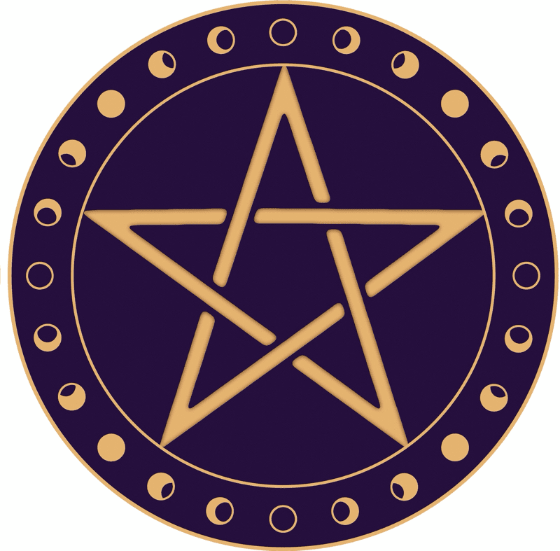 Pentagrama Fases da Lua Roxa - 10 cm | Mahadeva Store