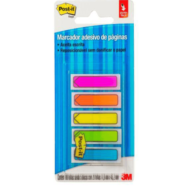 POST-IT FLAGS SETA 5 COR SORTIDO 3M C/100 FLS | Confiança Informática