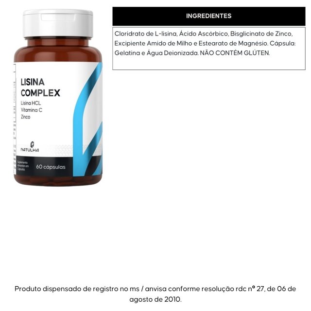 KIT 3X Lisina Complex (Lisina HCL, Vitamina C e Zinco) 60 cápsulas ...