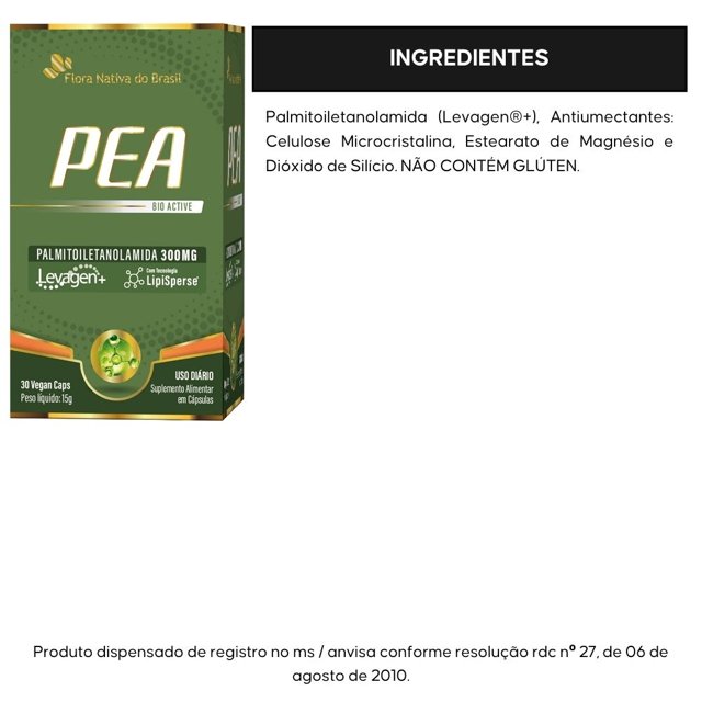 KIT 2X PEA - Palmitoiletanolamida (Levagen®) 300mg 30 cápsulas - Flora ...
