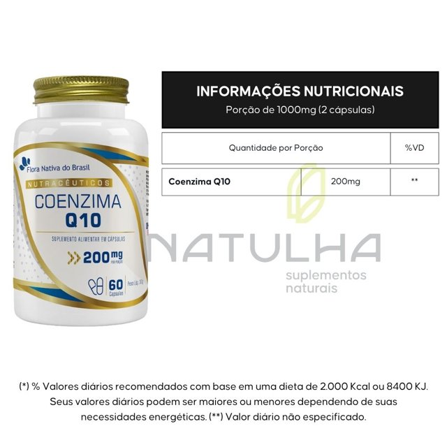 Coenzima Q10 200mg 60 Cápsulas - Flora Nativa | Natulha