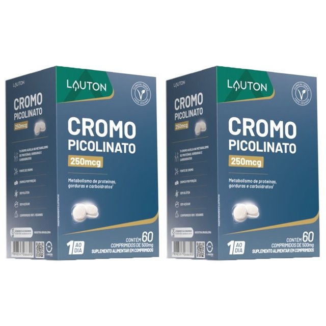 KIT 2X Cromo Picolinato 250mcg 60 comprimidos - Lauton | Natulha