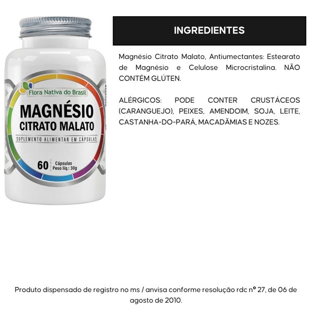KIT 3X Magnésio Citrato Malato 60 Cápsulas - Flora Nativa | Natulha