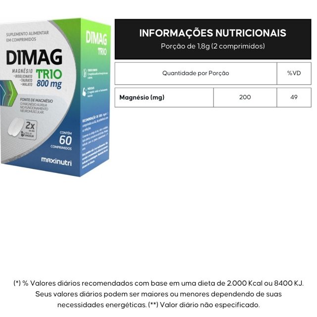 Dimag TRIO (blend de magnésio) 60 comprimidos - Maxinutri | Natulha