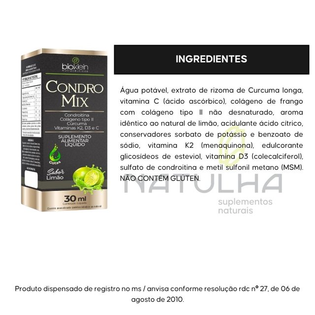 Condro MIX ( Condroitina, Colágeno tipo 2, Cúrcuma e Vitaminas) 30ml ... Condro MIX ( Condroitina, Colágeno tipo 2, Cúrcuma e Vitaminas) 30ml ...