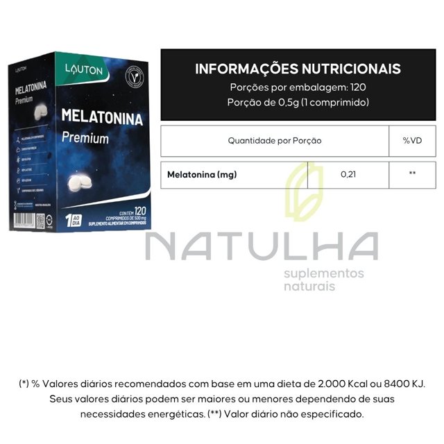 KIT 3X Melatonina Premium 120 comprimidos - Lauton | Natulha