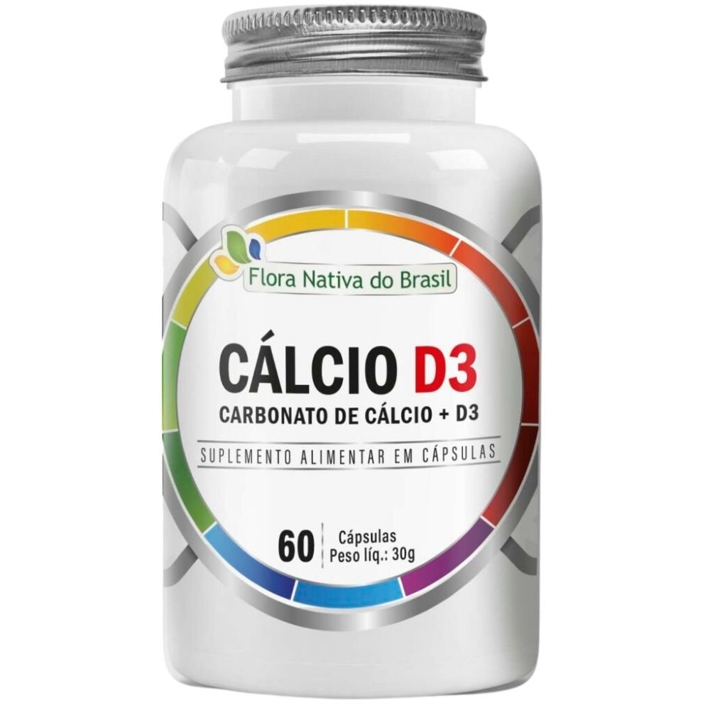 Cálcio D3 (Carbonato de Cálcio + Vitamina D3) 60 cápsulas - Flora ...