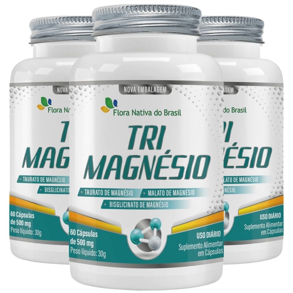 KIT 3X Tri Magnésio (Magnésio Taurato, Malato e Bisglicinato) 60 ...
