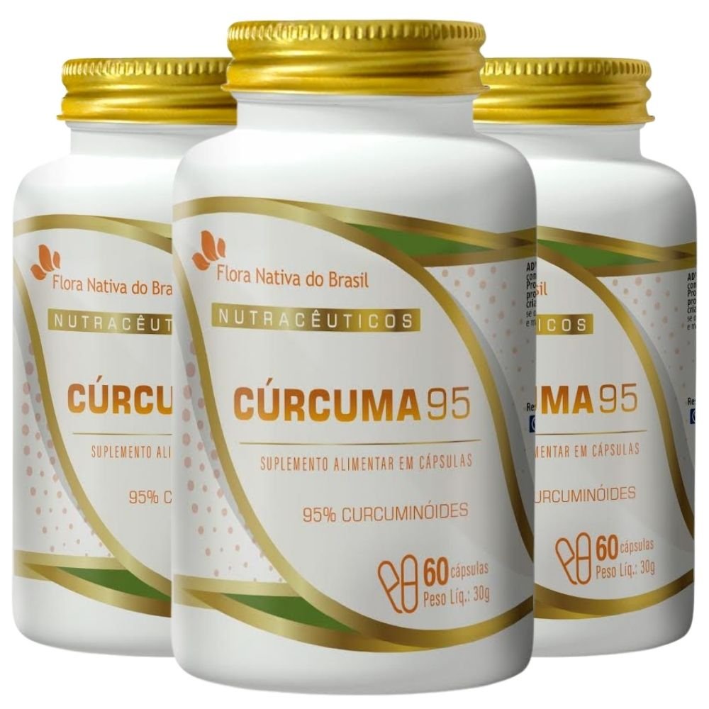 KIT 3X Cúrcuma 95% de curcumina 60 cápsulas - Flora nativa | Natulha