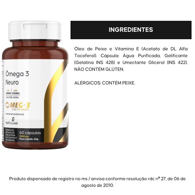 KIT 3X Ômega 3 NEURO MEG-3® 20% EPA / 50% DHA 60 Softgels - Natulha ...