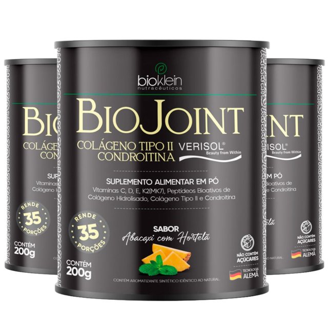 KIT 3X BioJoint (Colágeno Tipo 2, Condroitina, Verisol e Vitaminas ...