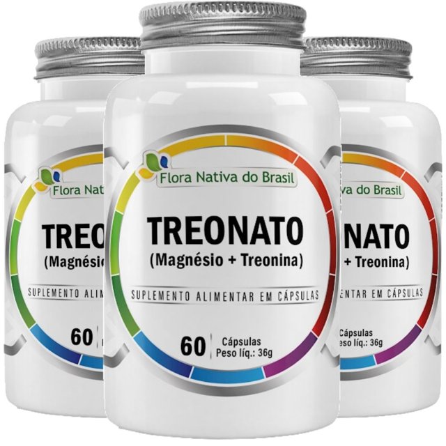 KIT 3X TREONATO ( Magnésio + Treonina) 60 cápsulas - Flora Nativa | Natulha