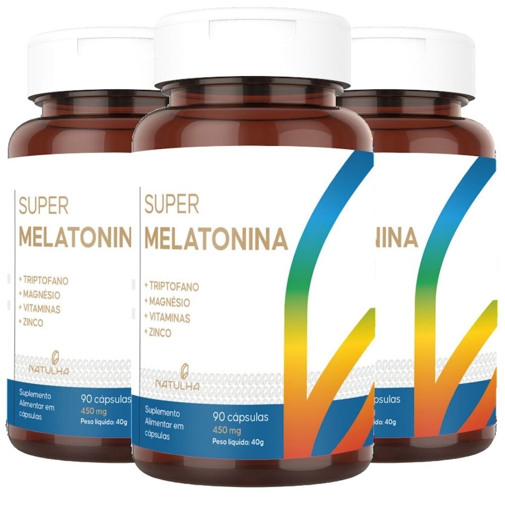 KIT 3X Super Melatonina com Triptofano, Magnésio, Zinco e Vitaminas 90 ...