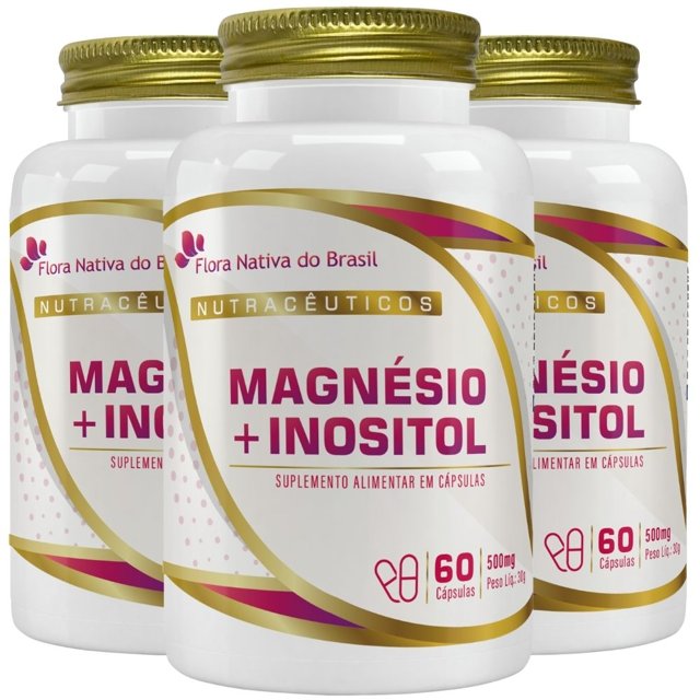KIT 3X Magnésio + Mio-Inositol 60 cápsulas - Flora Nativa | Natulha