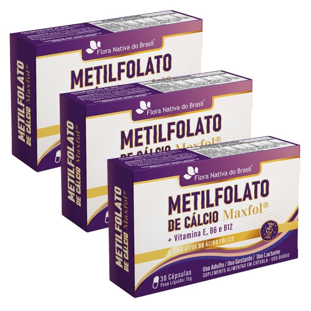 KIT 3X Metilfolato (MAXFOL®) com Vitaminas 30 cápsulas - Flora Nativa ...