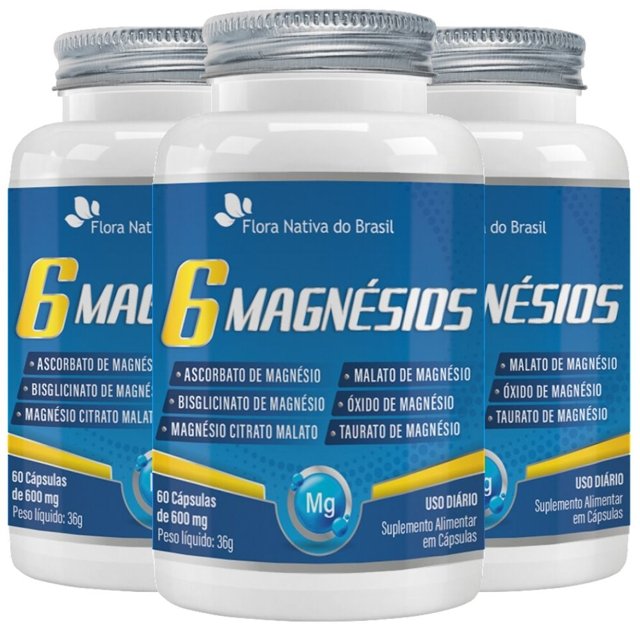 KIT 3X 6 Magnésios 60 cápsulas - Flora Nativa | Natulha