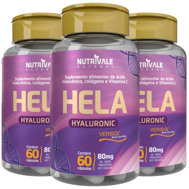 KIT 3X HELA (Ácido Hialurônico Haplex®) 60 cápsulas - Nutrivale | Natulha