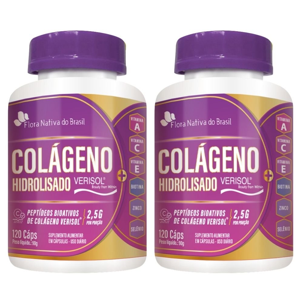 KIT 2X Colágeno Verisol com Vitaminas 120 cápsulas - Flora Nativa | Natulha