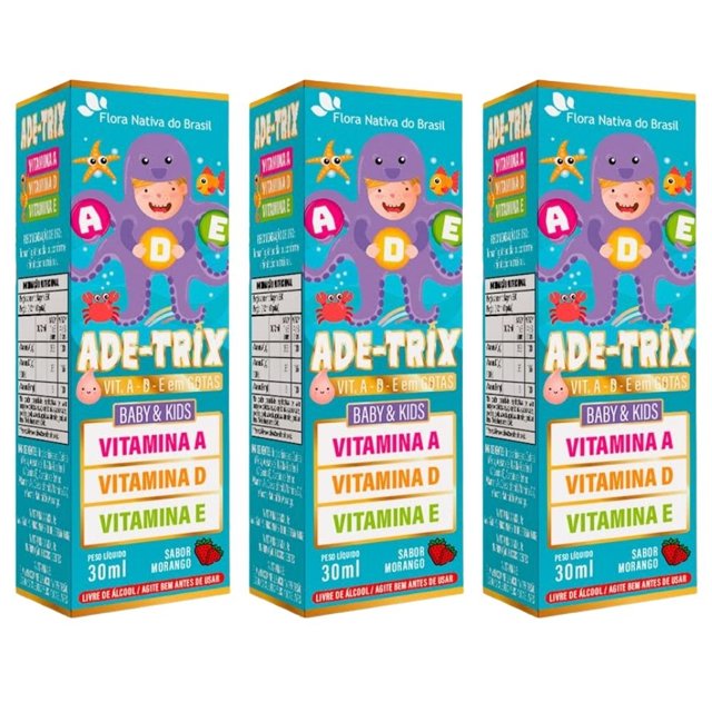 KIT 3X ADE-TRIX ( Vitaminas A, D e E) 30ml - Flora Nativa | Natulha