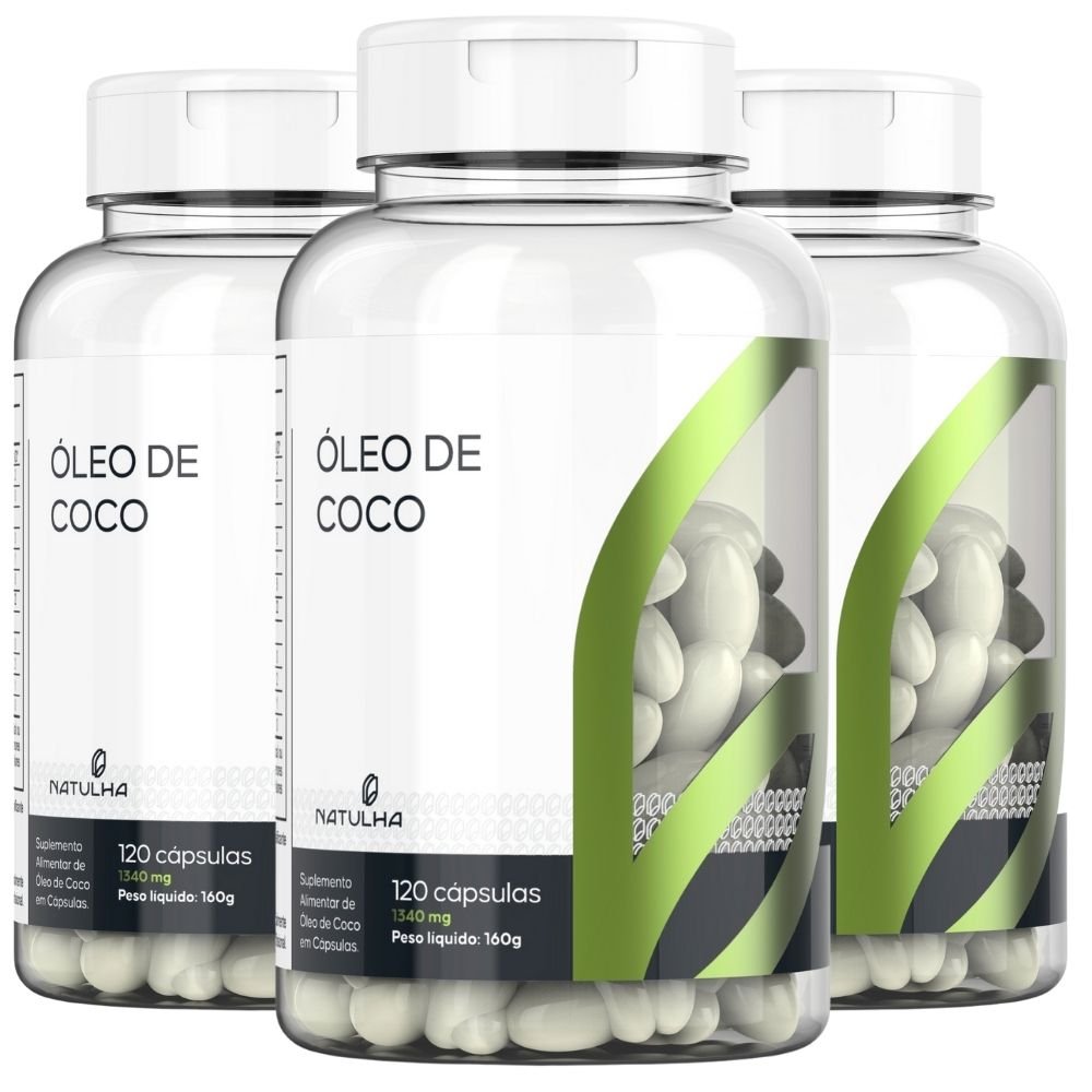 KIT 3X Óleo de Coco 1340mg 120 Cápsulas - Natulha | Natulha