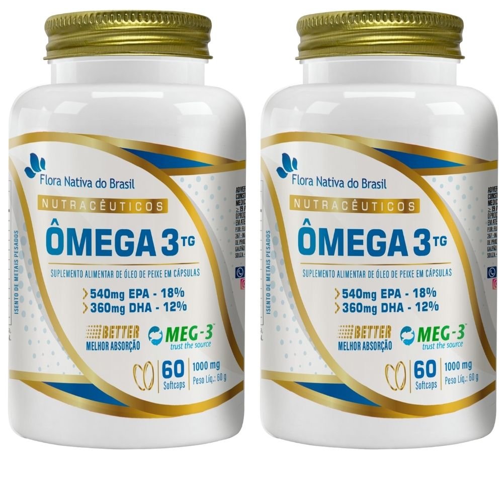 KIT 2X Ômega 3 TG MEG-3 1000mg 60 Softcaps - Flora Nativa | Natulha