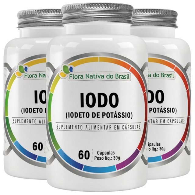 KIT 3X IODO ( Iodeto de Potássio) 60 cápsulas - Flora Nativa | Natulha