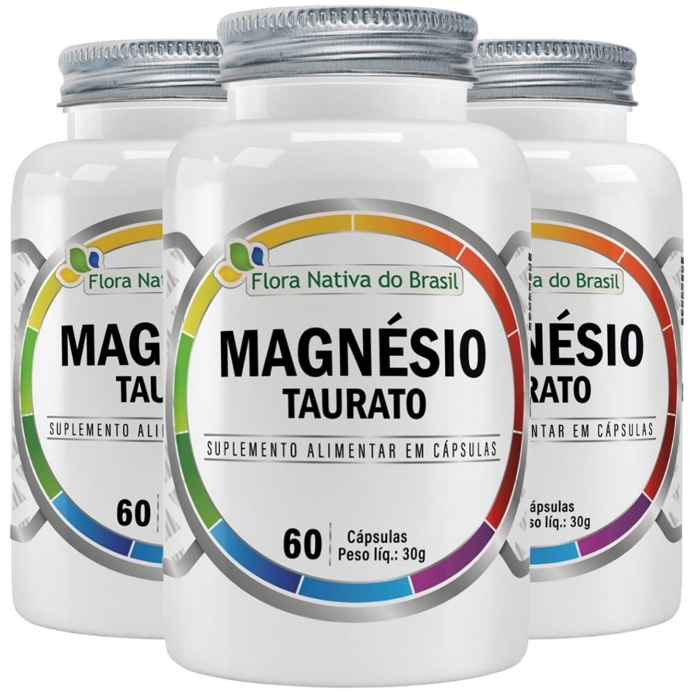 KIT 3X Magnésio Taurato 60 cápsulas - Flora Nativa | Natulha